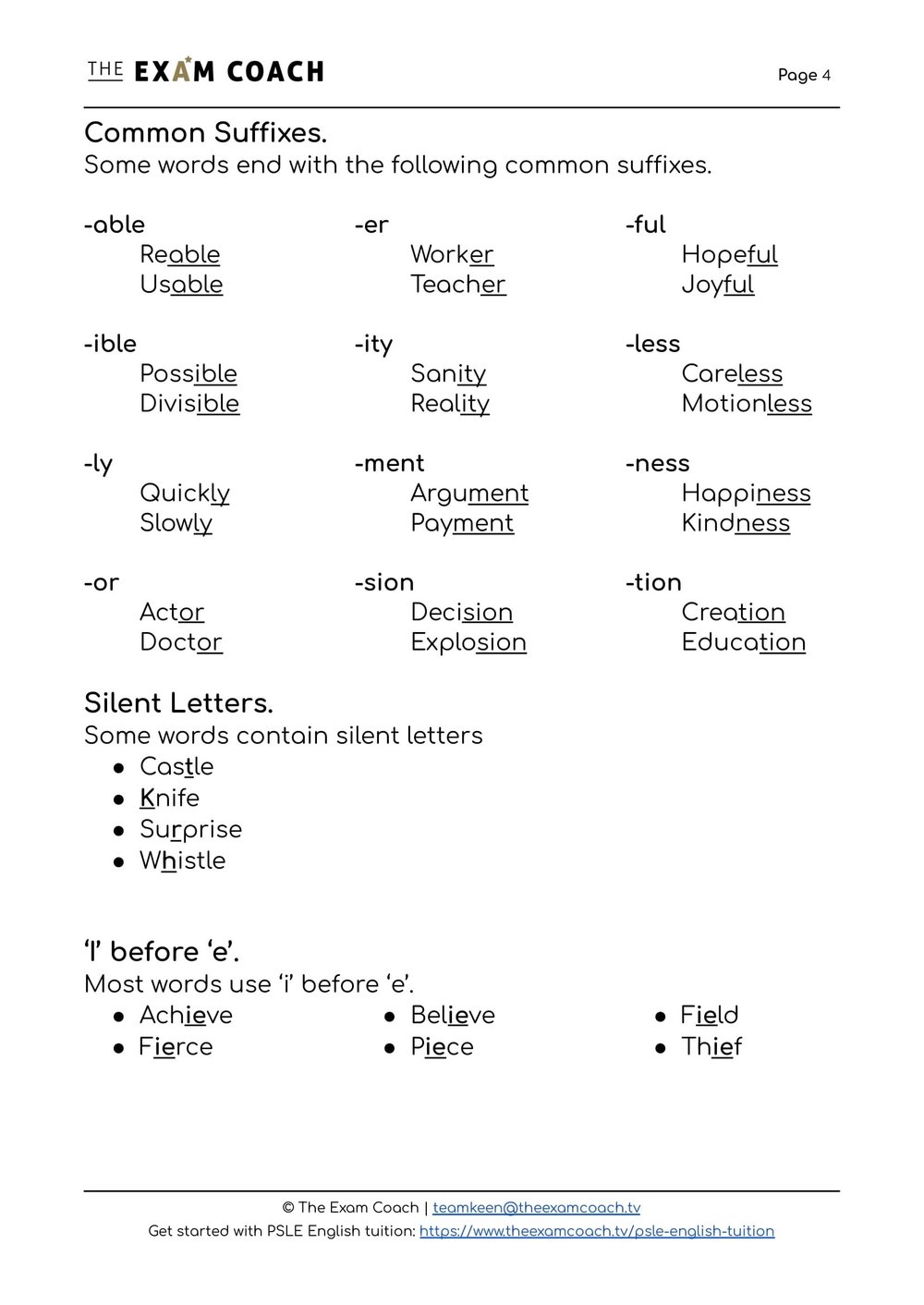 PSLE English Tricky Spellings List 2026 | The Exam Coach