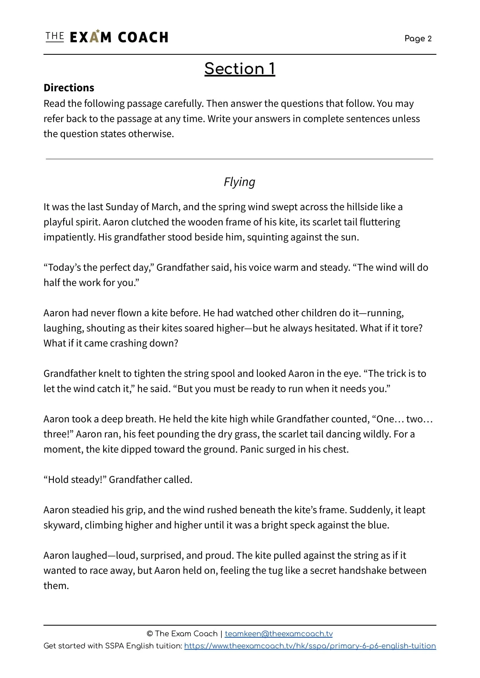 Free Primary 6 (P6) English Exam Paper Hong Kong (HK) | The Exam Coach