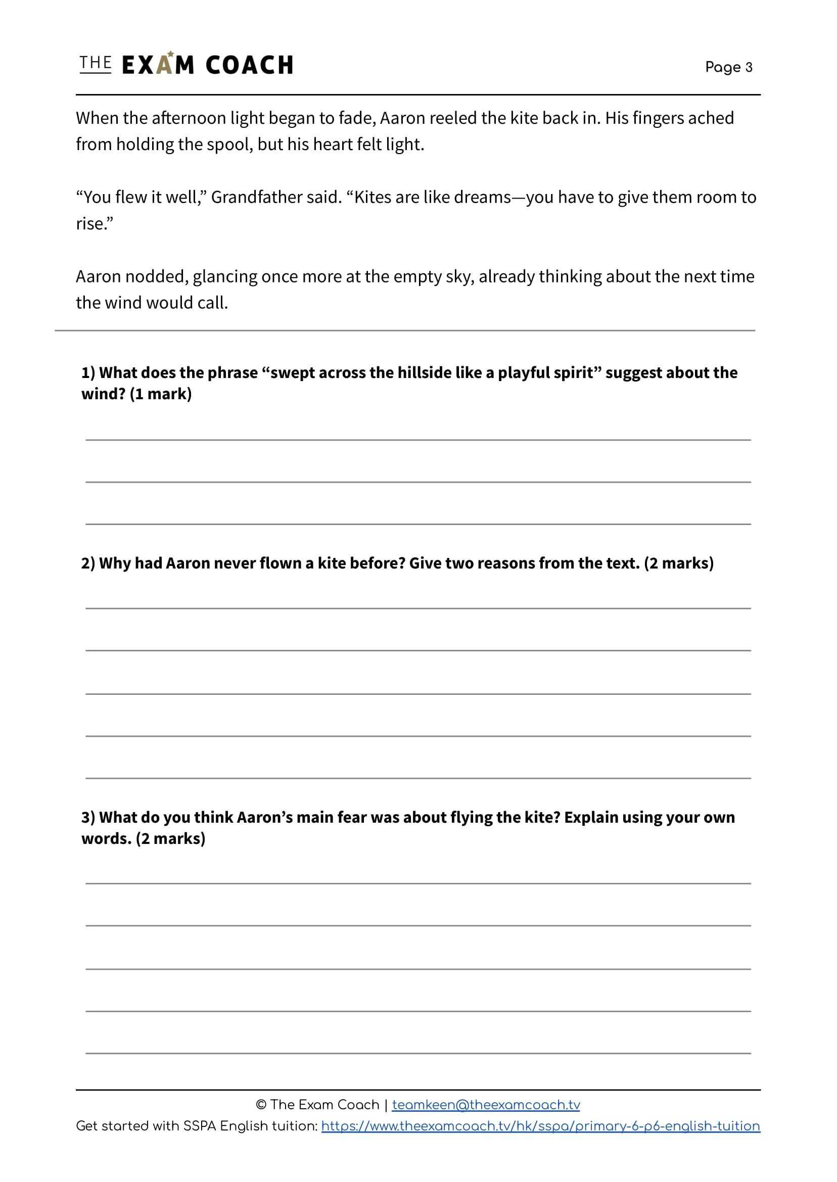 Free Primary 6 (P6) English Exam Paper Hong Kong (HK) | The Exam Coach