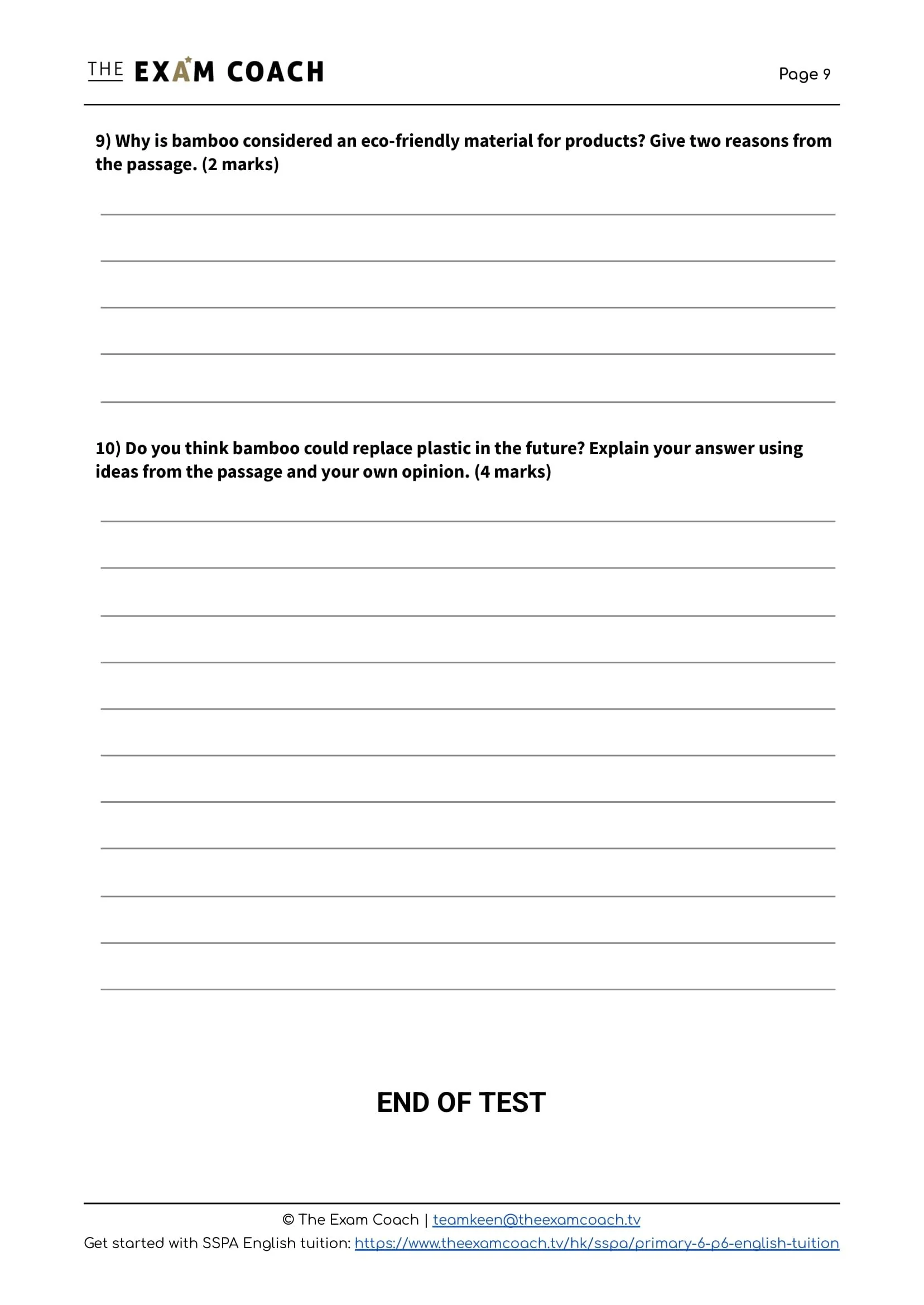 Free Primary 6 (P6) English Grammar Exercise – PDF Download | The Exam ...