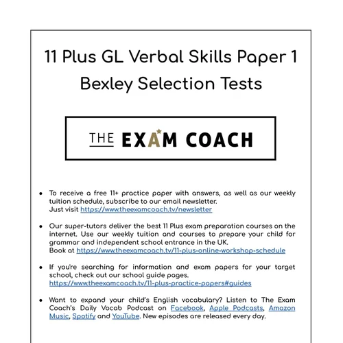 Online Store | 11 Plus Tution and Exam Papers