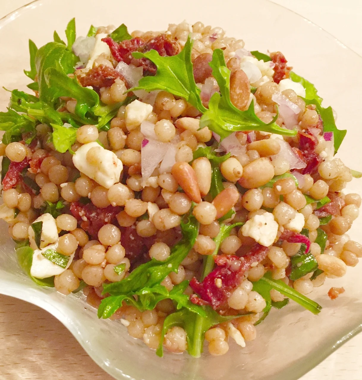 Toasted Israeli Couscous Salad with Sun-Dried Tomatoes, Arugula & Pine ...