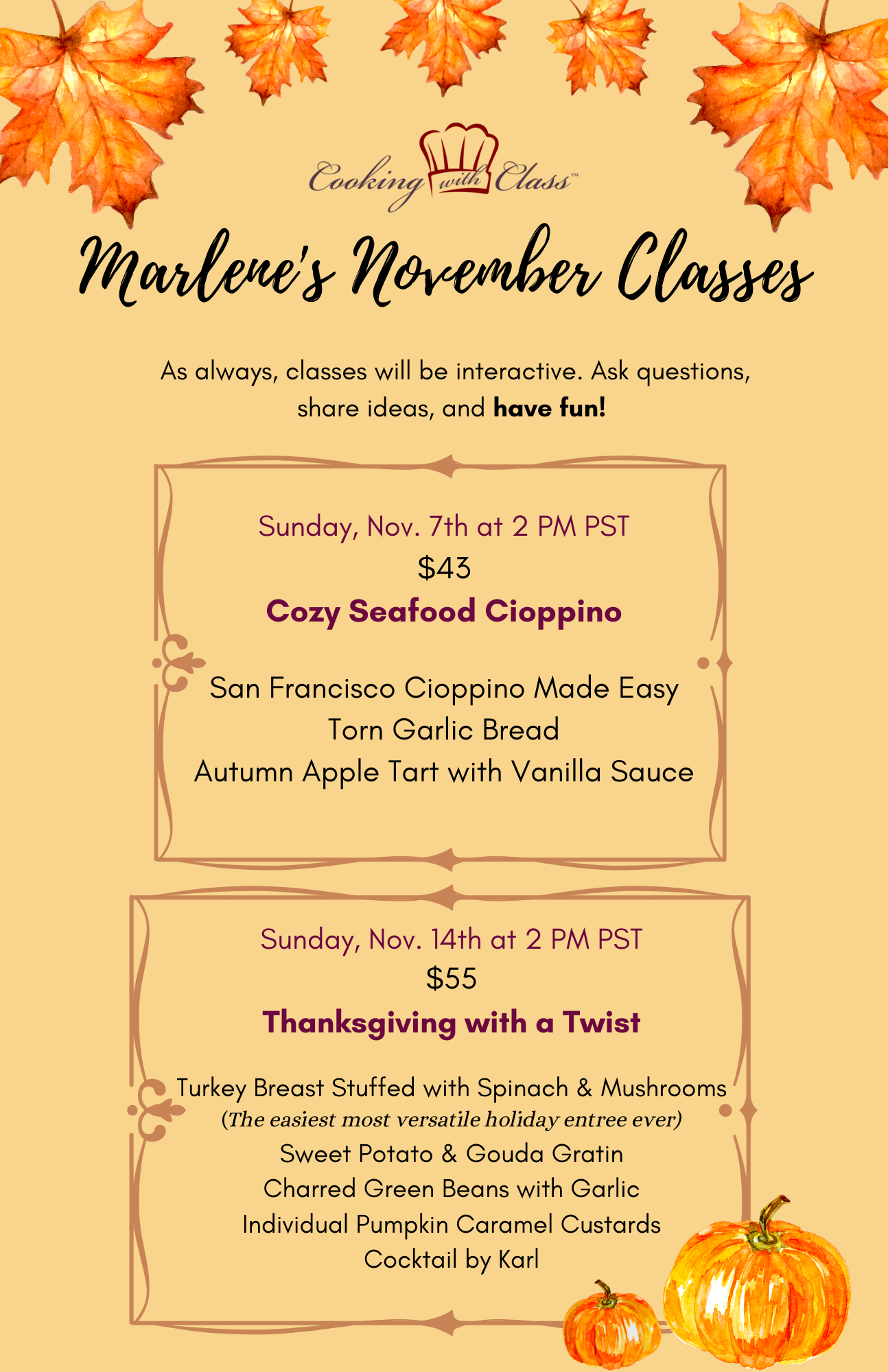 Cooking with Class | Marlene Sorosky Gray | Chef | Author | Teacher