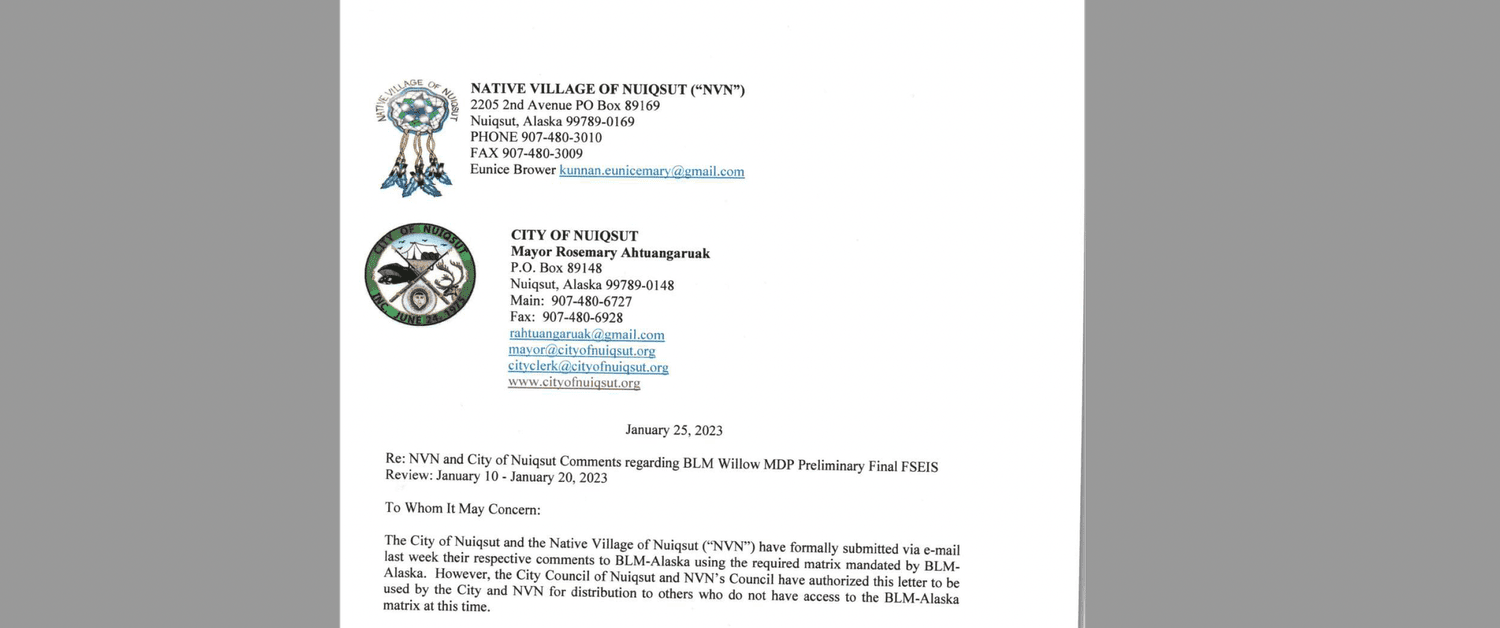 Opposition to Proposed Willow Project — Native Movement