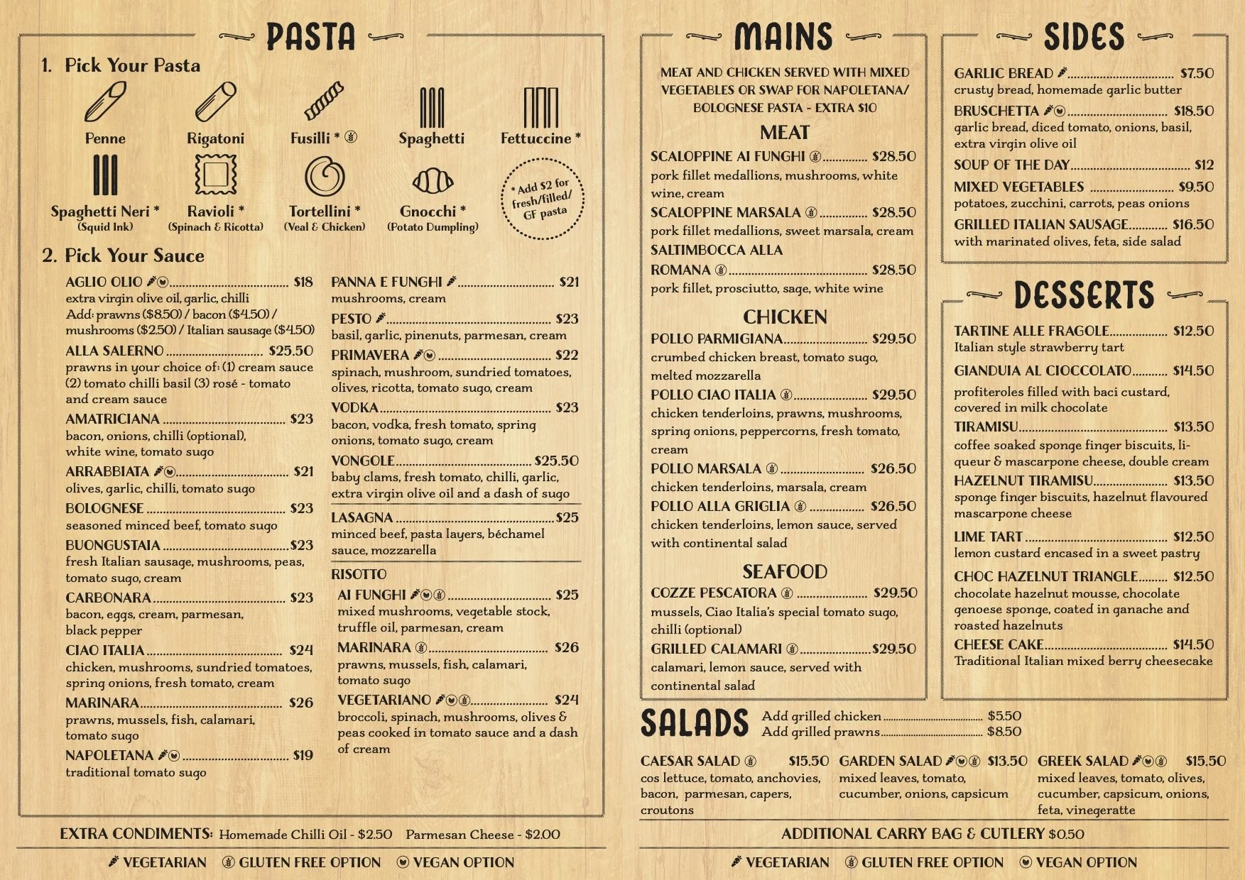 Take Away and Home Deliveries — Ciao Italia