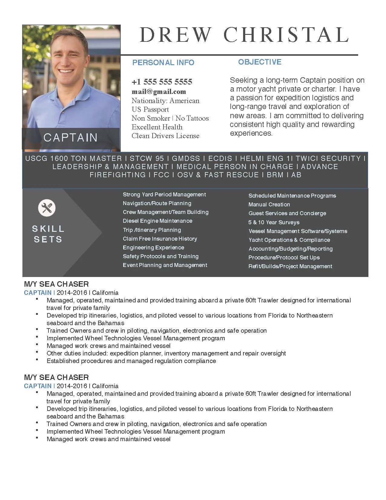 Yacht Captain CV Templates SUPER YACHT RESUME Yacht Captain CV Templates SUPER YACHT RESUME