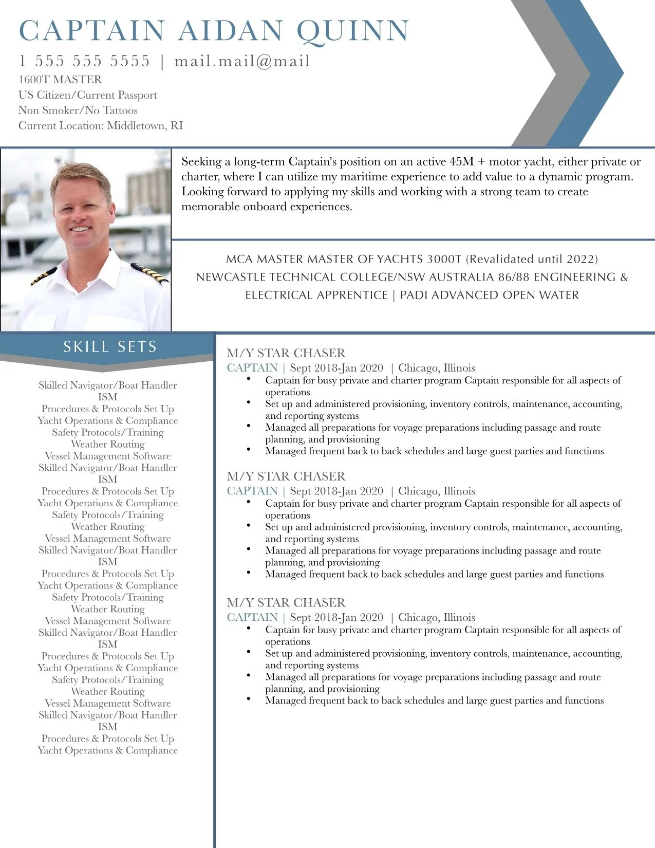Yacht Captain CV Templates — SUPER YACHT RESUME