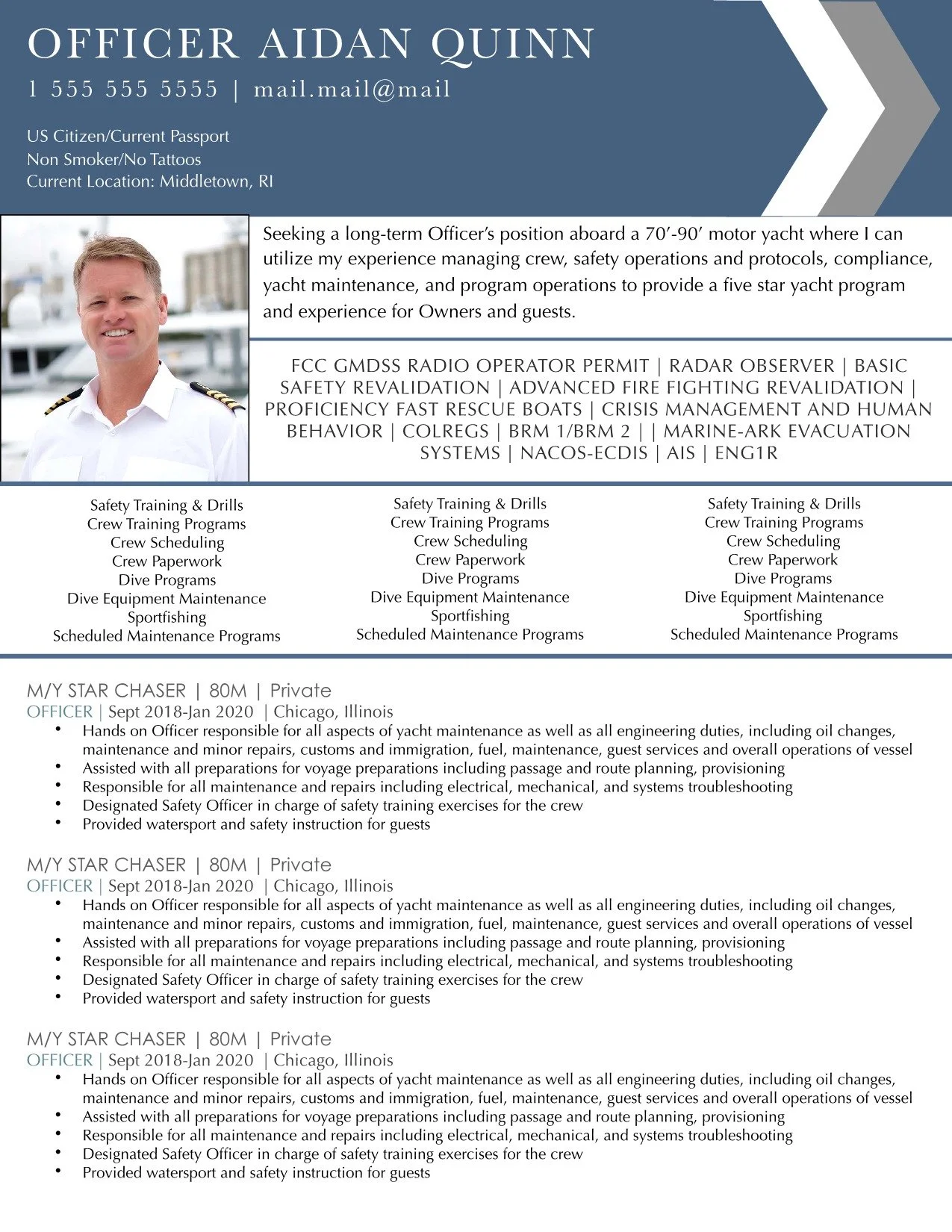 Officer Yacht CV Templates — SUPER YACHT RESUME