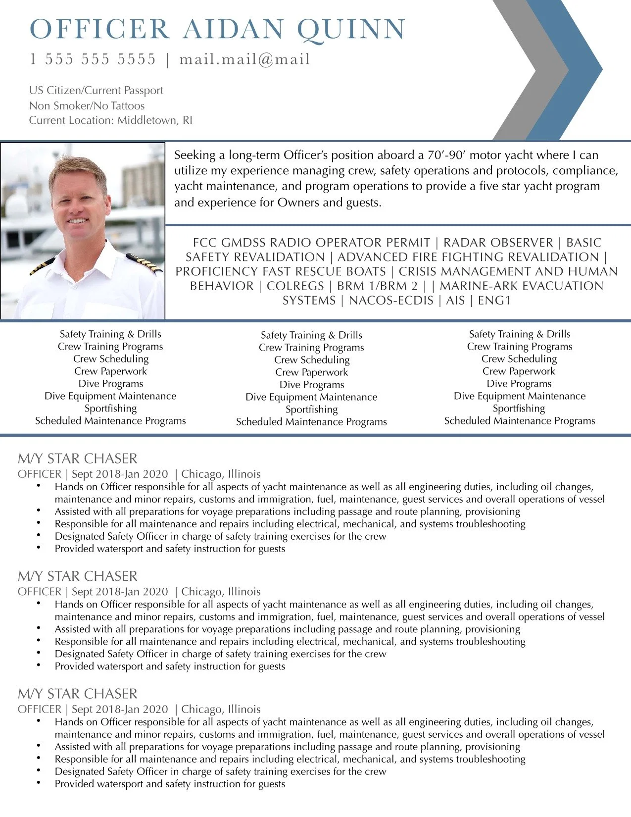 Officer Yacht CV Templates — SUPER YACHT RESUME