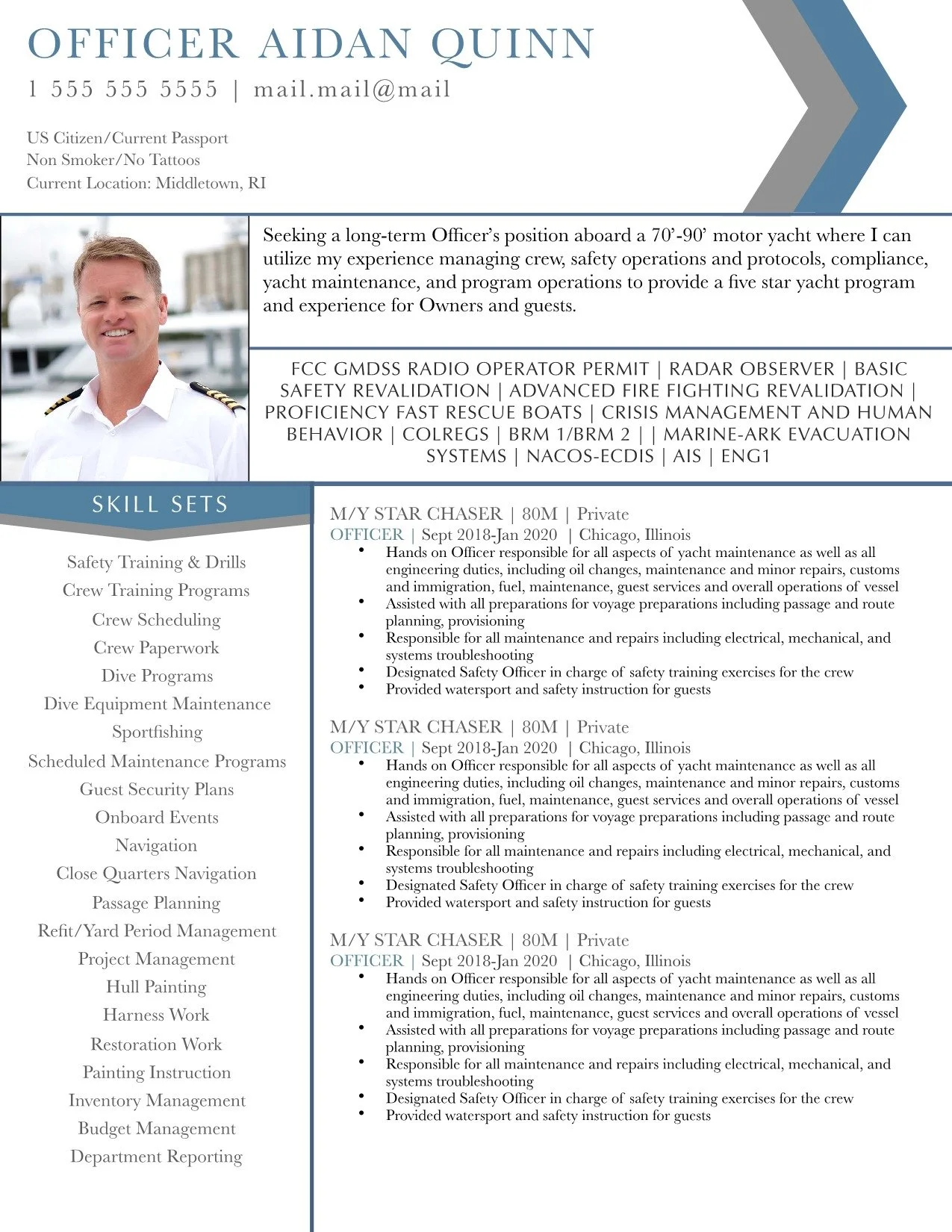 Officer Yacht CV Templates — SUPER YACHT RESUME