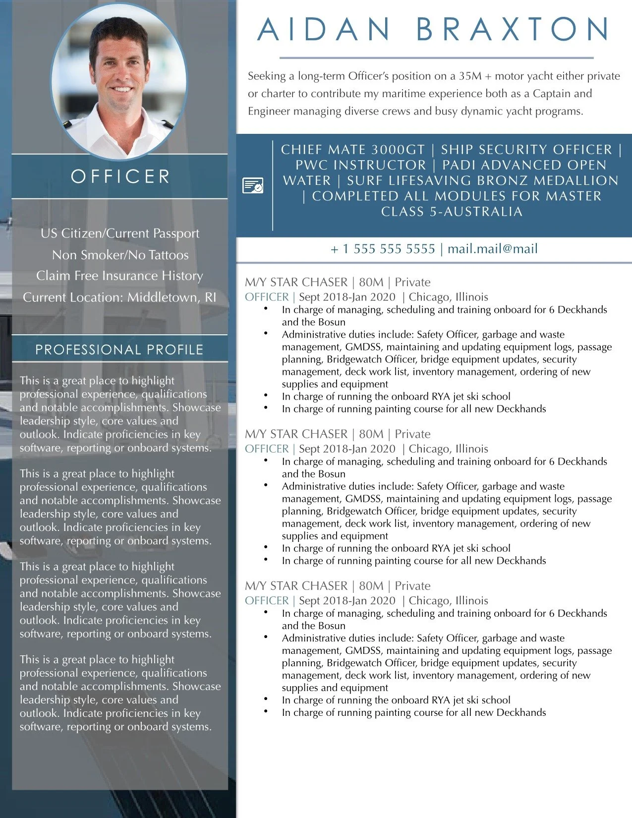 Officer Yacht CV Templates — SUPER YACHT RESUME