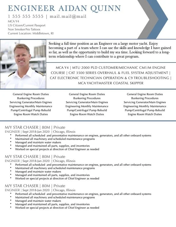 Engineer Yacht CV Templates — SUPER YACHT RESUME