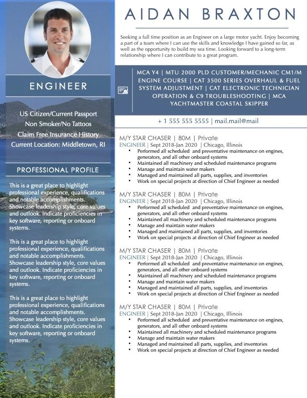 Engineer Yacht CV Templates — SUPER YACHT RESUME