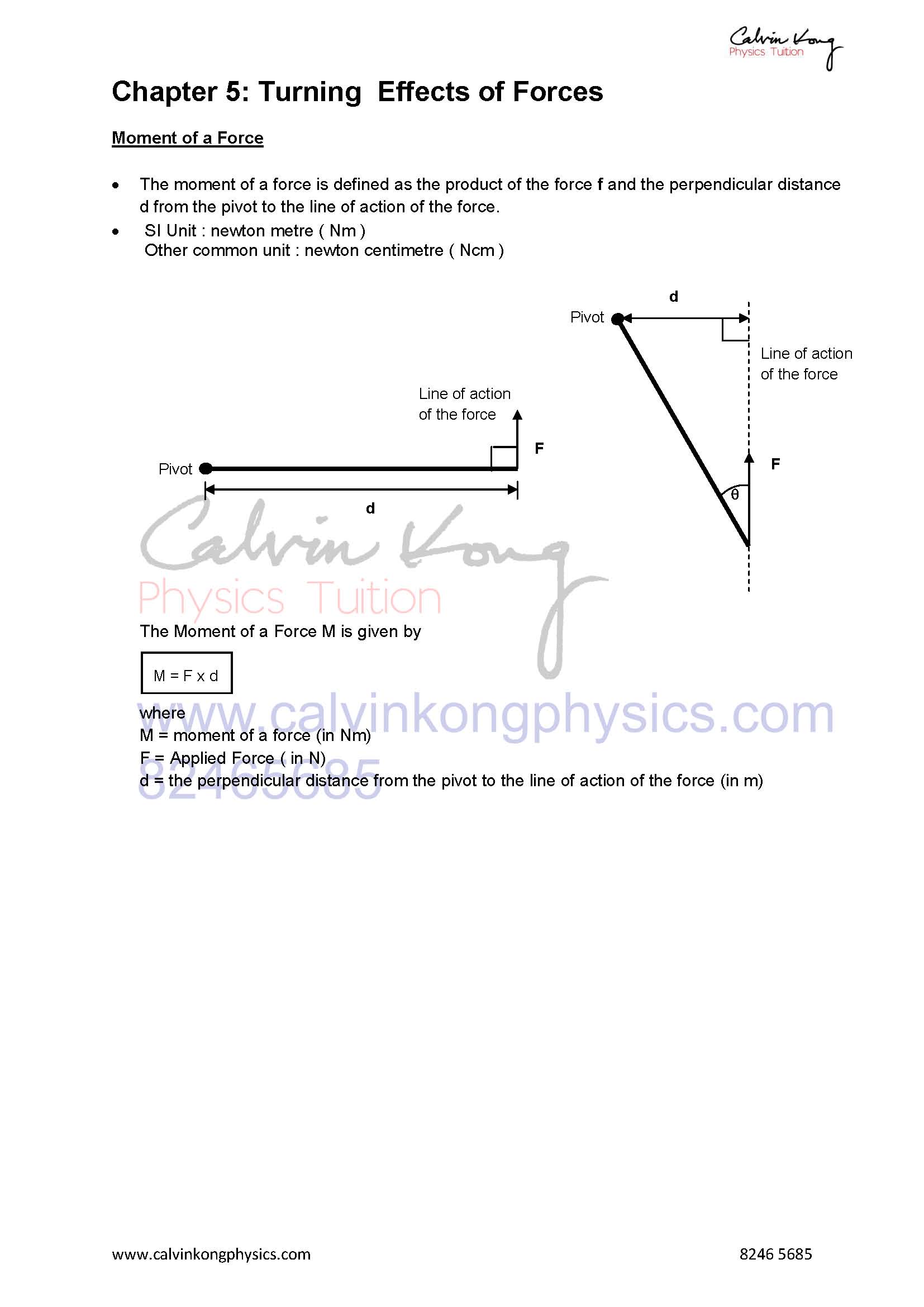 5.1 Moment of a Force — Physics Tuition Centre, O Level, A Level and ...