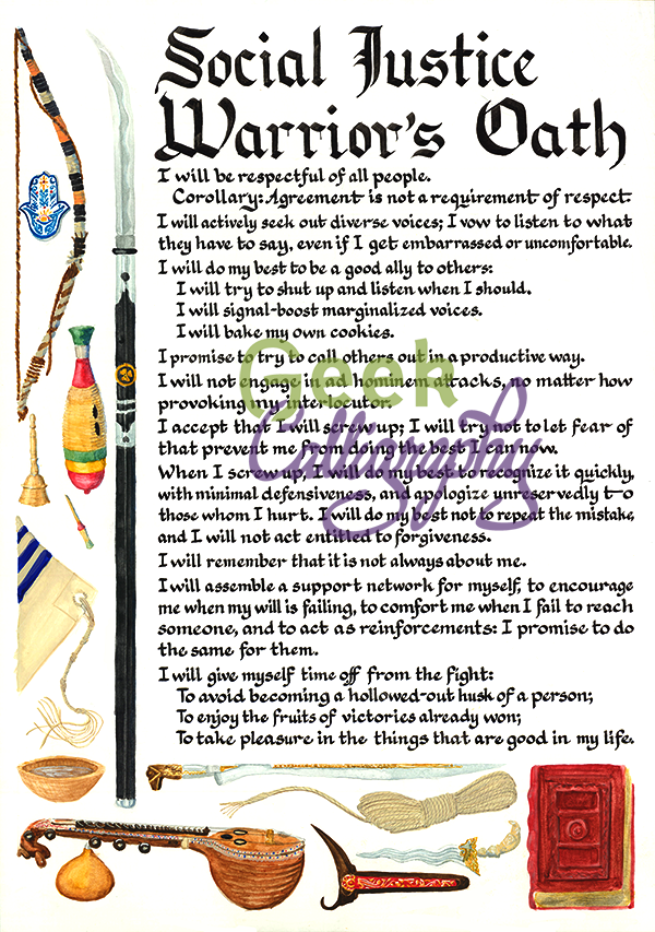 New Product: Social Justice Warrior's Oath — Geek Calligraphy
