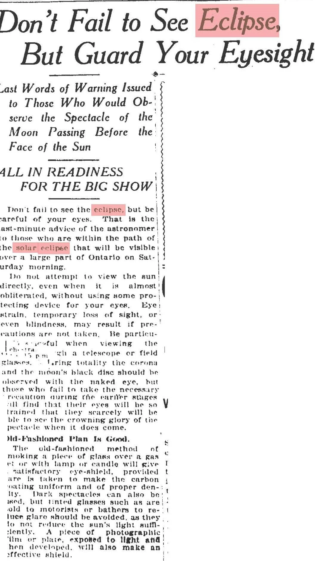 The History of Solar Eclipses Over Mississauga — Modern Mississauga Media