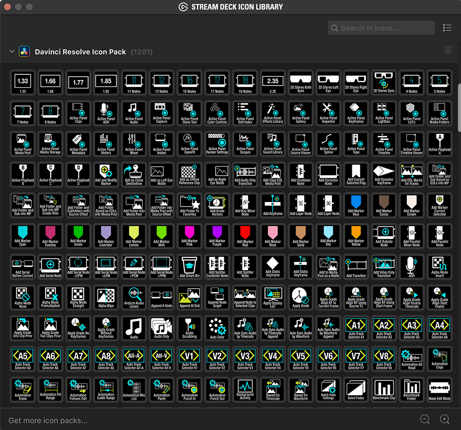 Davinci Resolve Shortcut Icons Complete Collection — sideshowfx