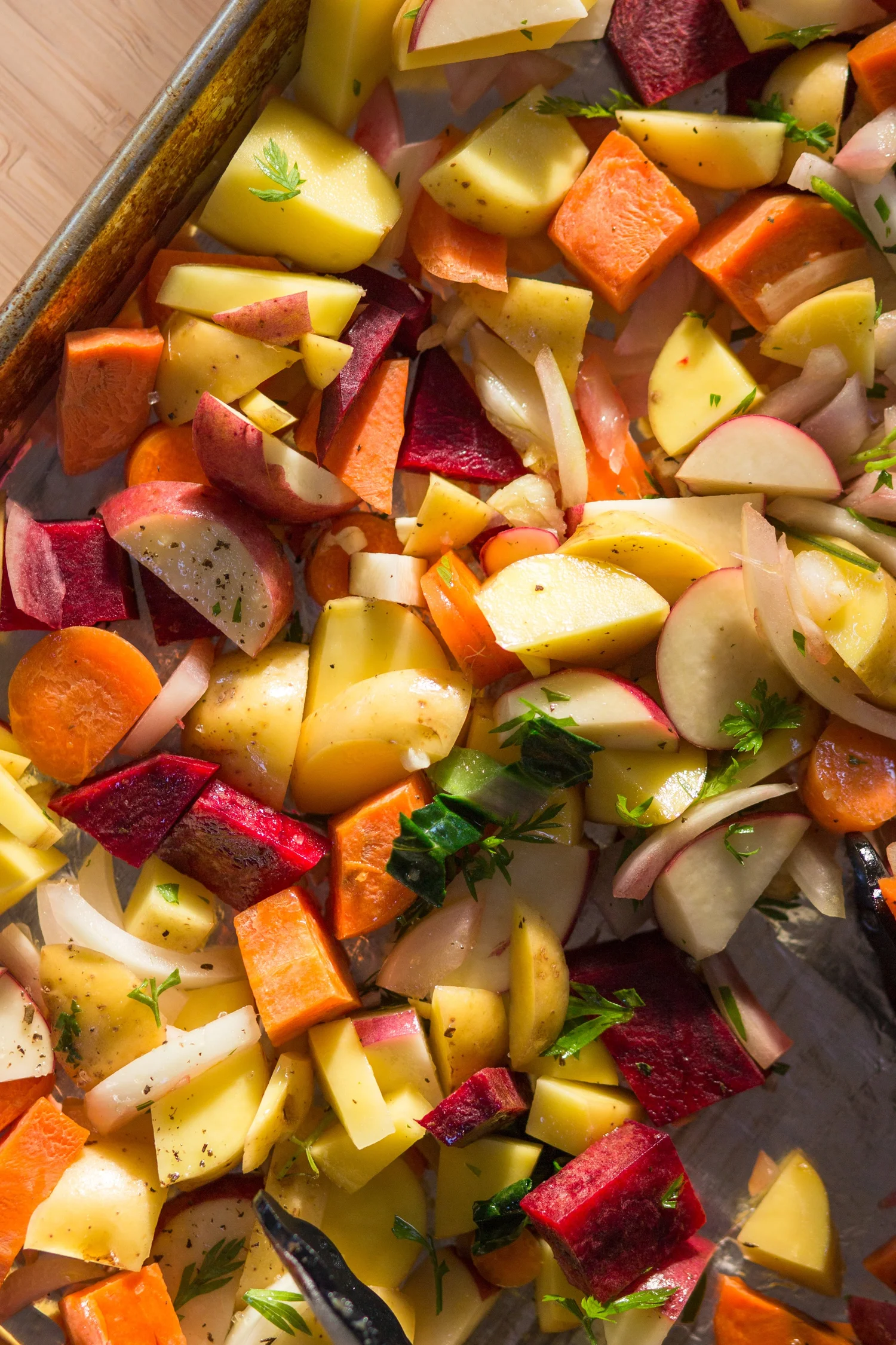fresh sausage, kale & roasted root vegetable medley. — quinn's place