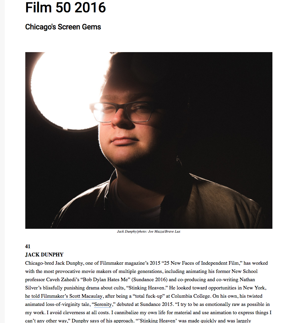 Jack Dunphy in Newcity Film 50 — The Chicago Academy for the Arts