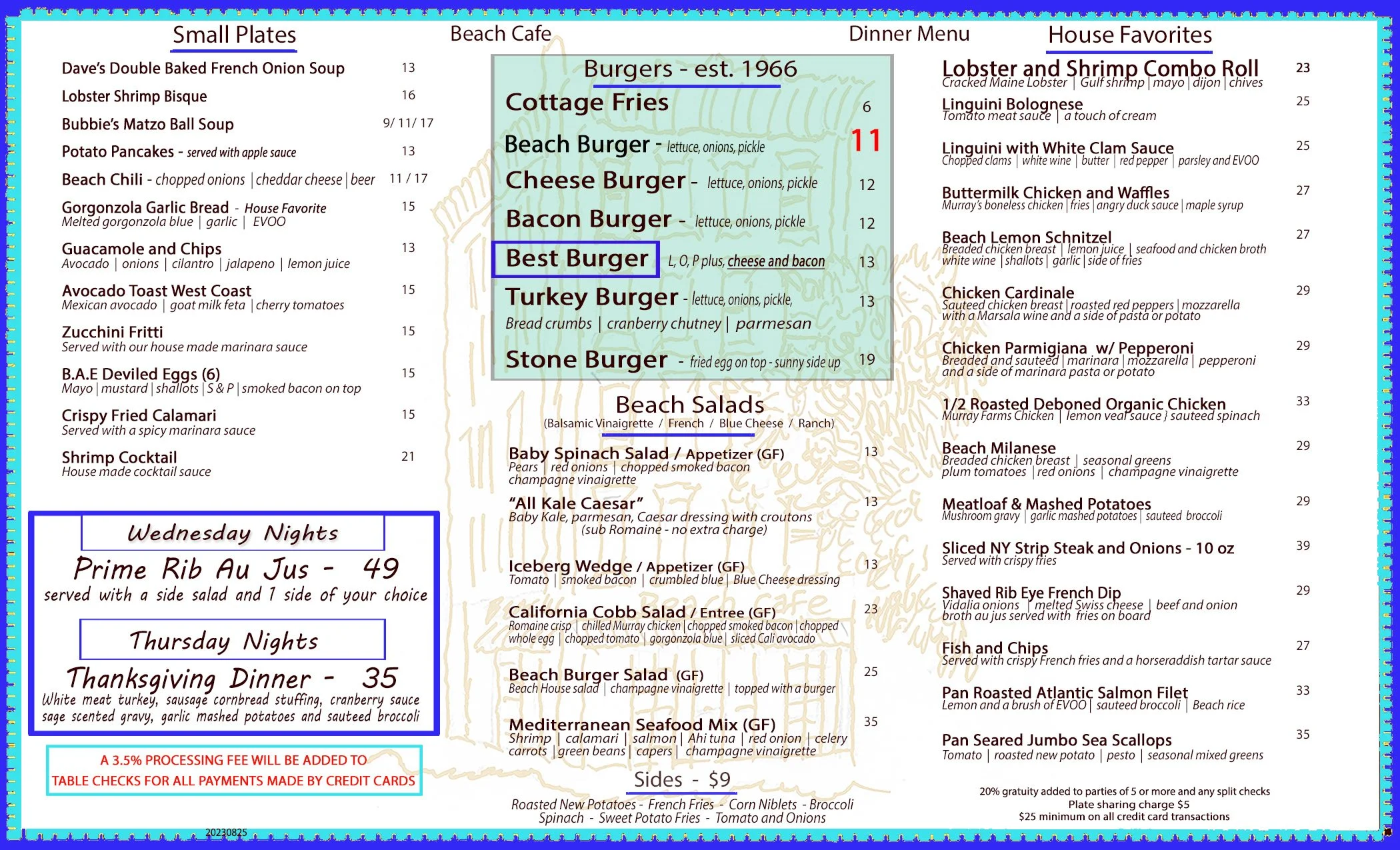 Dinner — The Beach Cafe