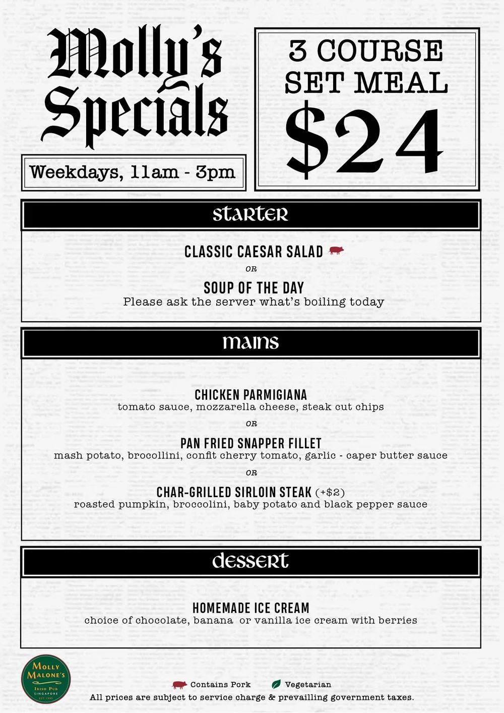 Menu — Molly Malone's Irish Pub