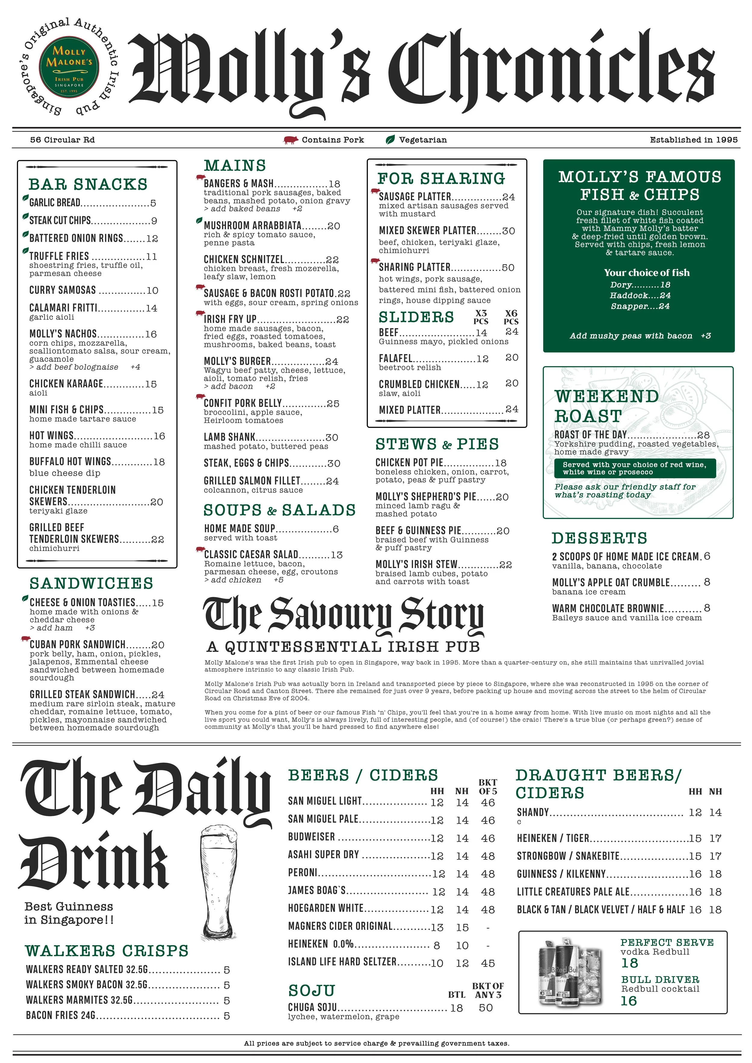 Menu — Molly Malone's Irish Pub