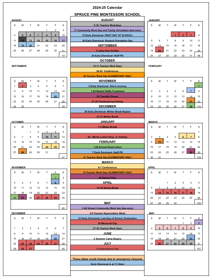 Calendar — Spruce Pine Montessori School