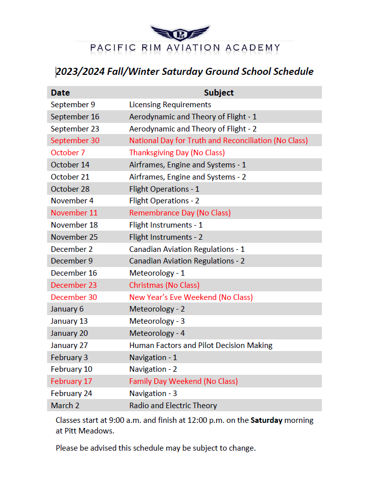 Ground school — Pacific Rim Aviation Academy