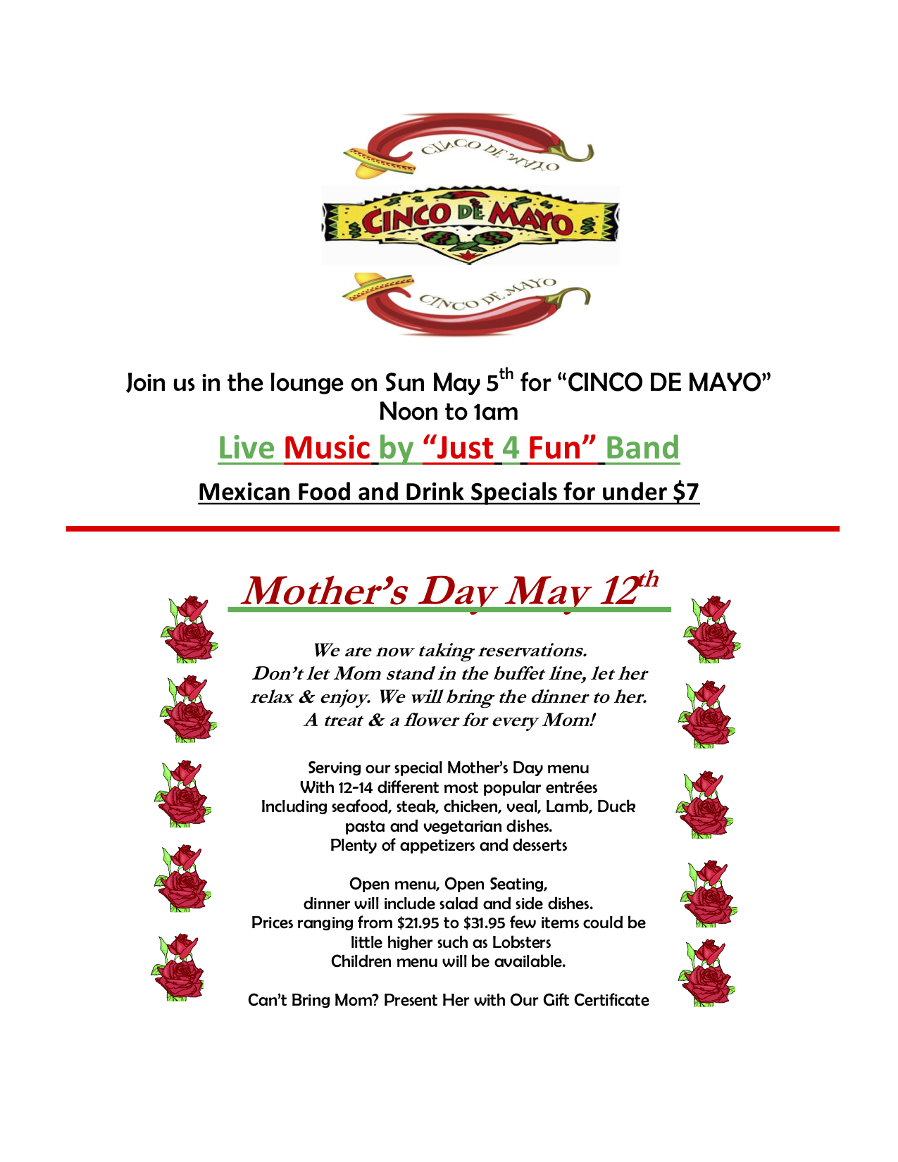 News/Holidays — Mona Lisa Restaurant