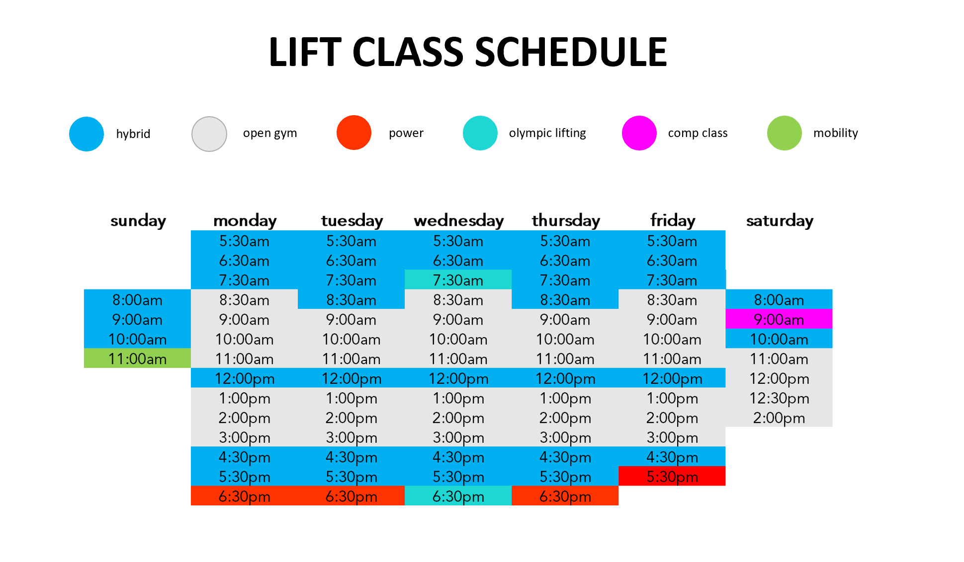 Schedule — Lift Corktown