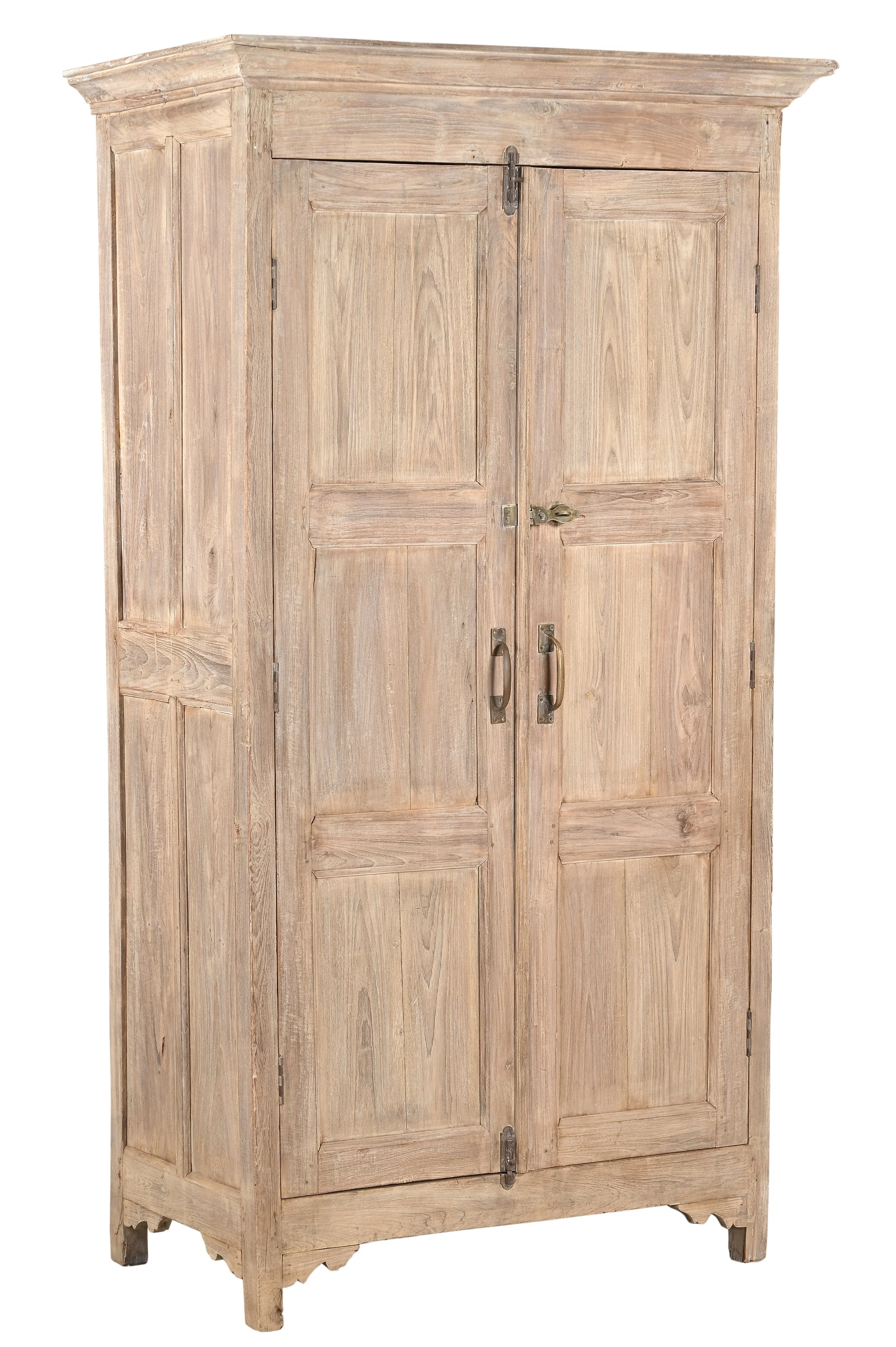 two door teak & glass kitchen cabinet, byron bay rustic furniture ...