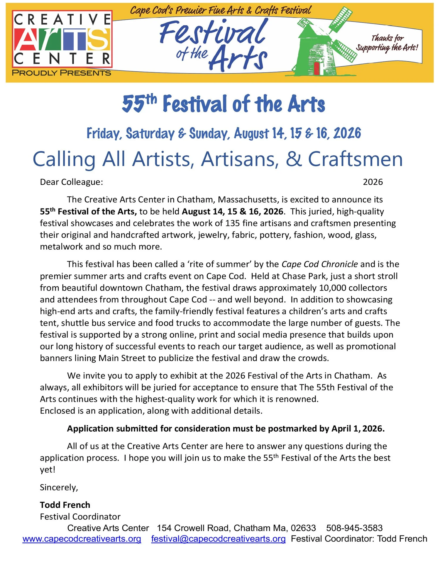 2026 Chatham Festival of the Arts - Chatham, MA