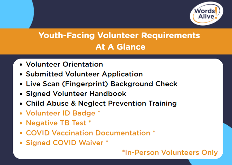 Requirements for Youth-Facing Volunteers — Words Alive