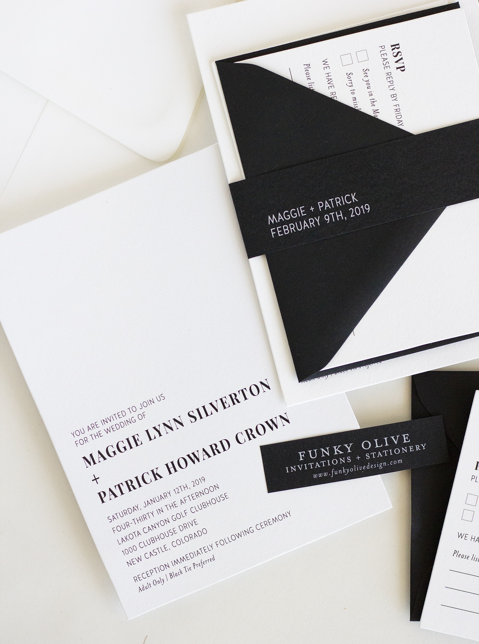 Modern Meets Minimal Black and White Chic Wedding Invitation Package ...