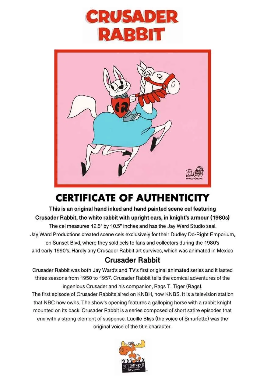 Comic Mint - Animation Art - "Crusader Rabbit" Scene Cel (1980s)