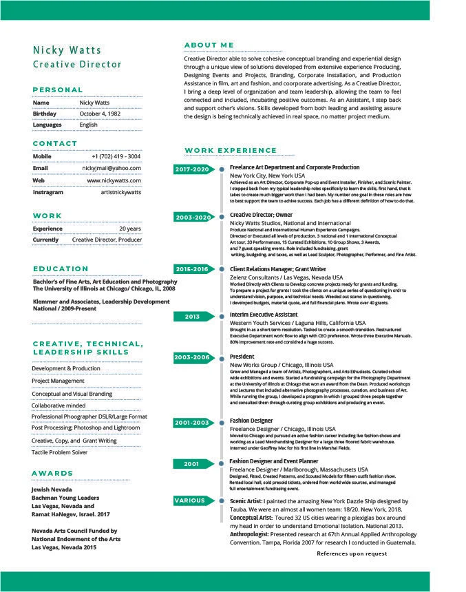 Resume — Nicky Watts