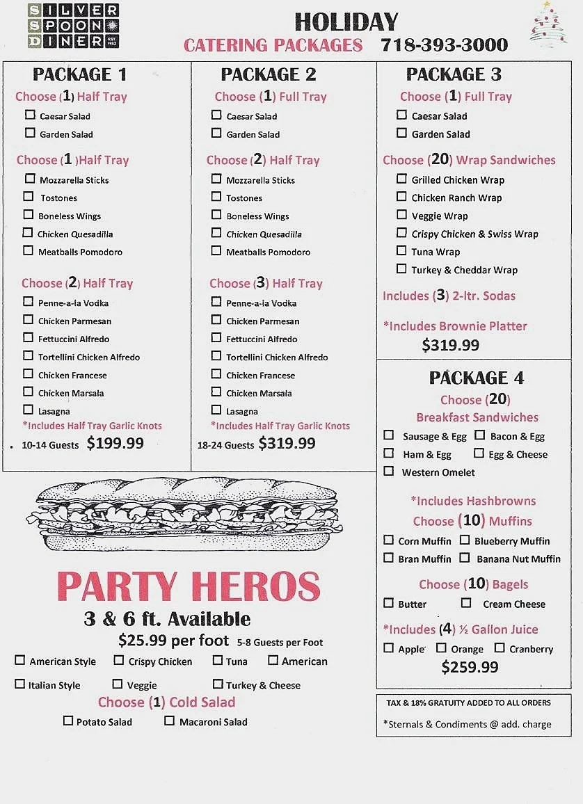 CATERING — Silver Spoon Diner