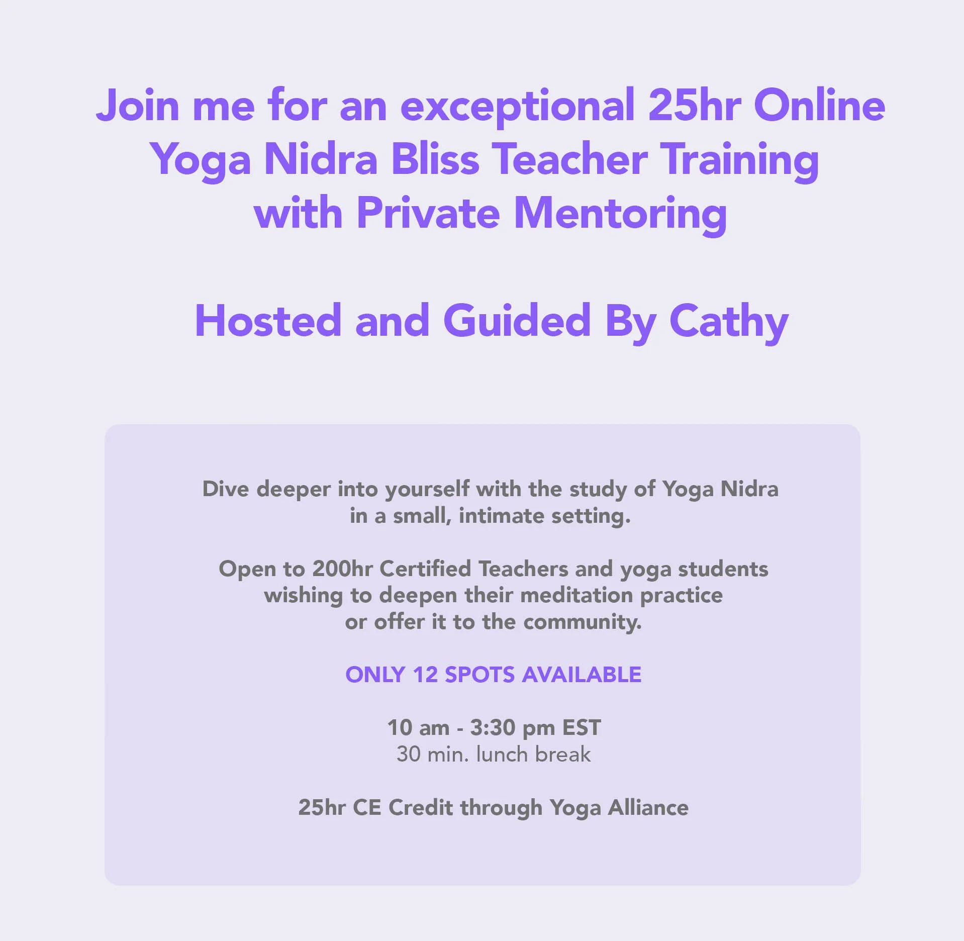 Yoga Nidra TT Level 1 — YOGA avec CATHY
