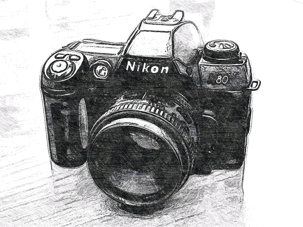 Nikon Camera Line Drawing