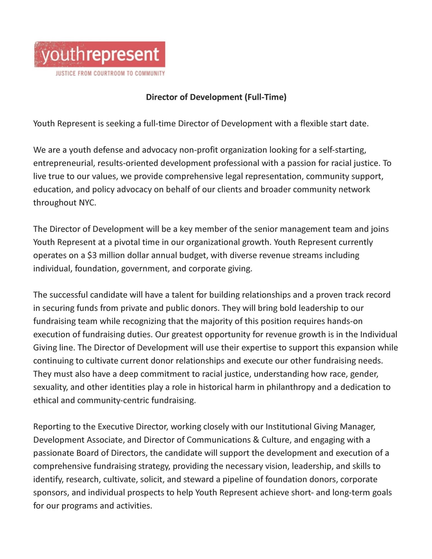 job opportunities — Youth Represent