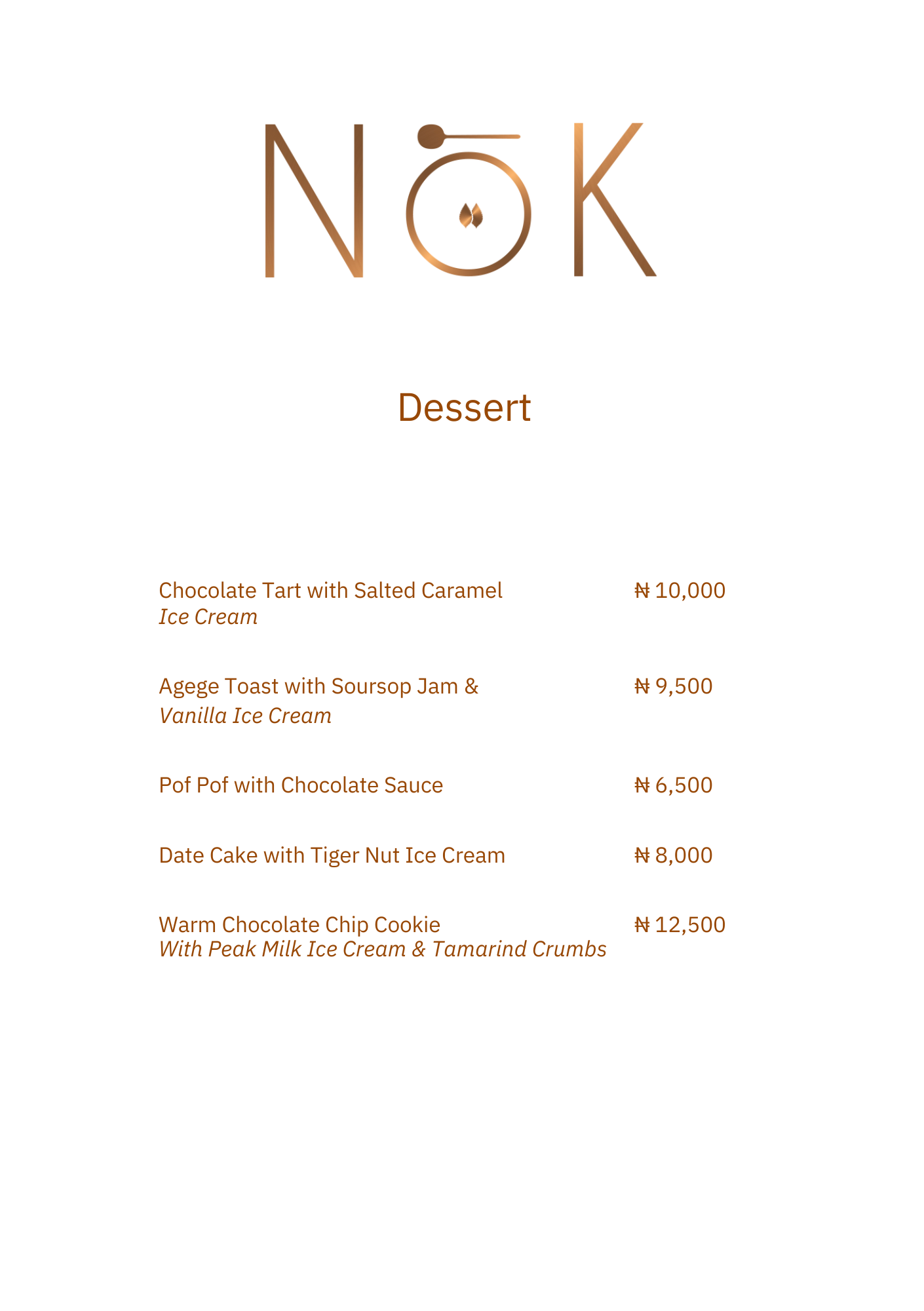 MENUS — NOK by Alara