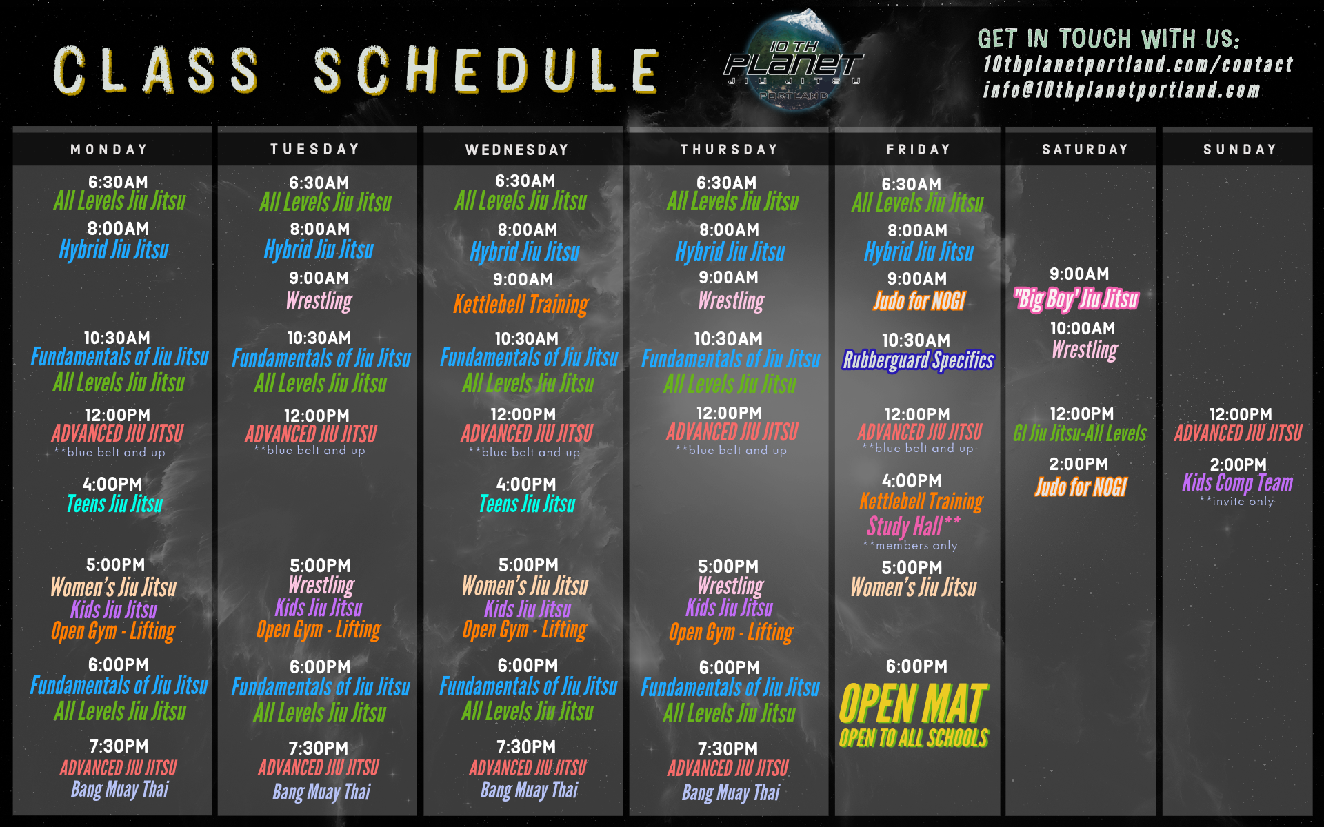 Schedule — 10th Planet Portland