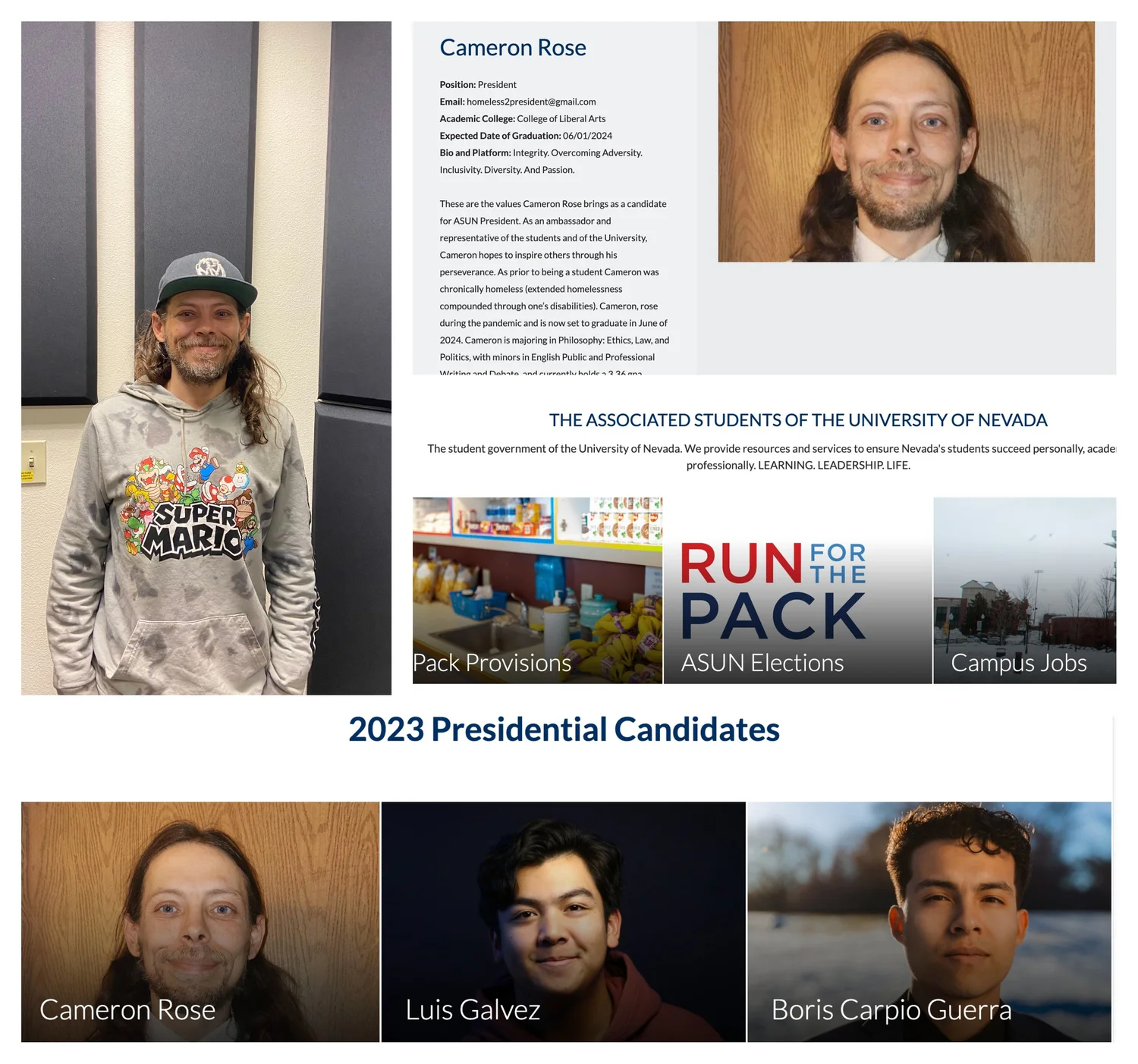 Cameron Rose, from Unhoused to Running for UNR Student Body President ...