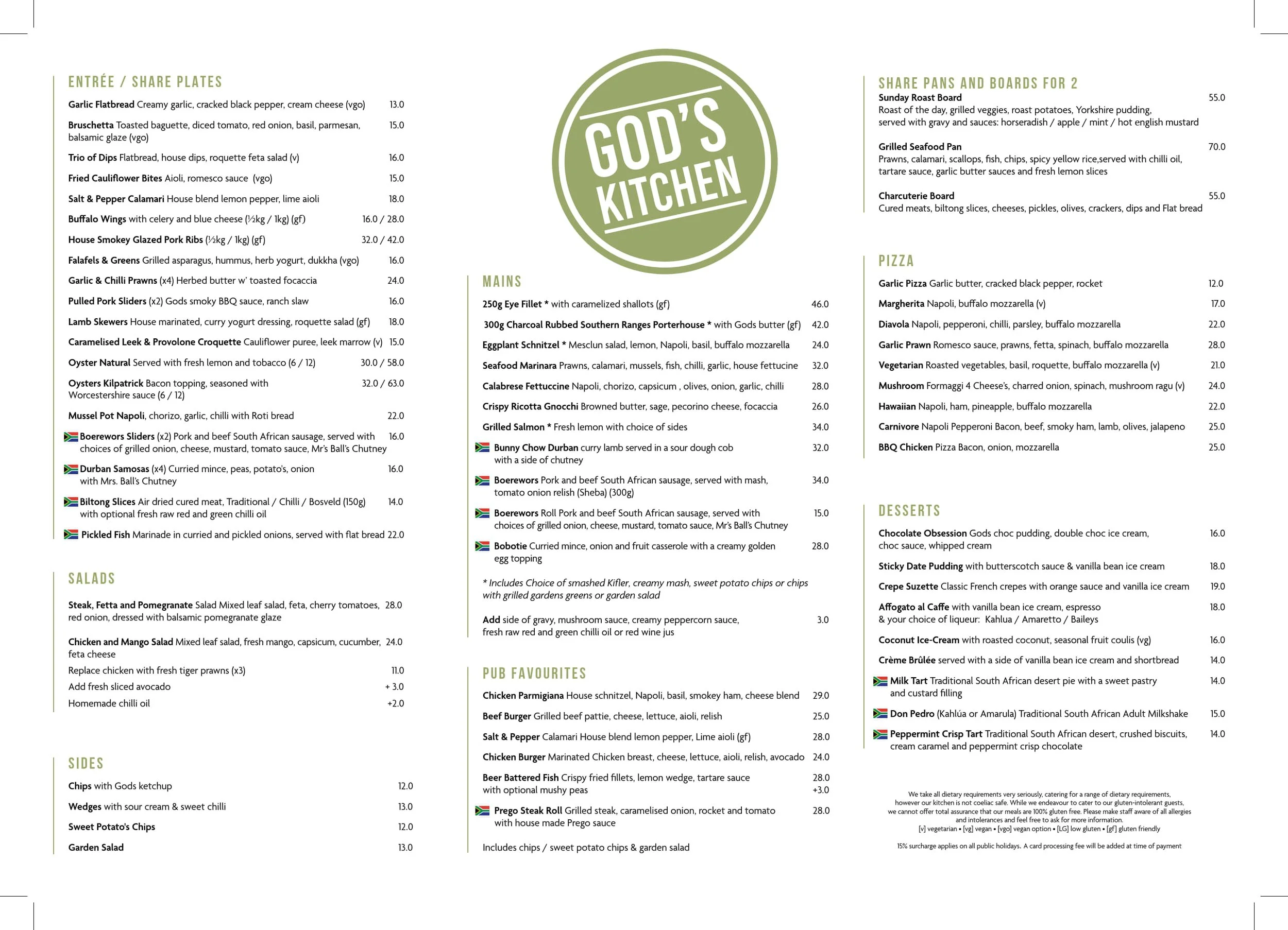 Menu — Gods Kitchen