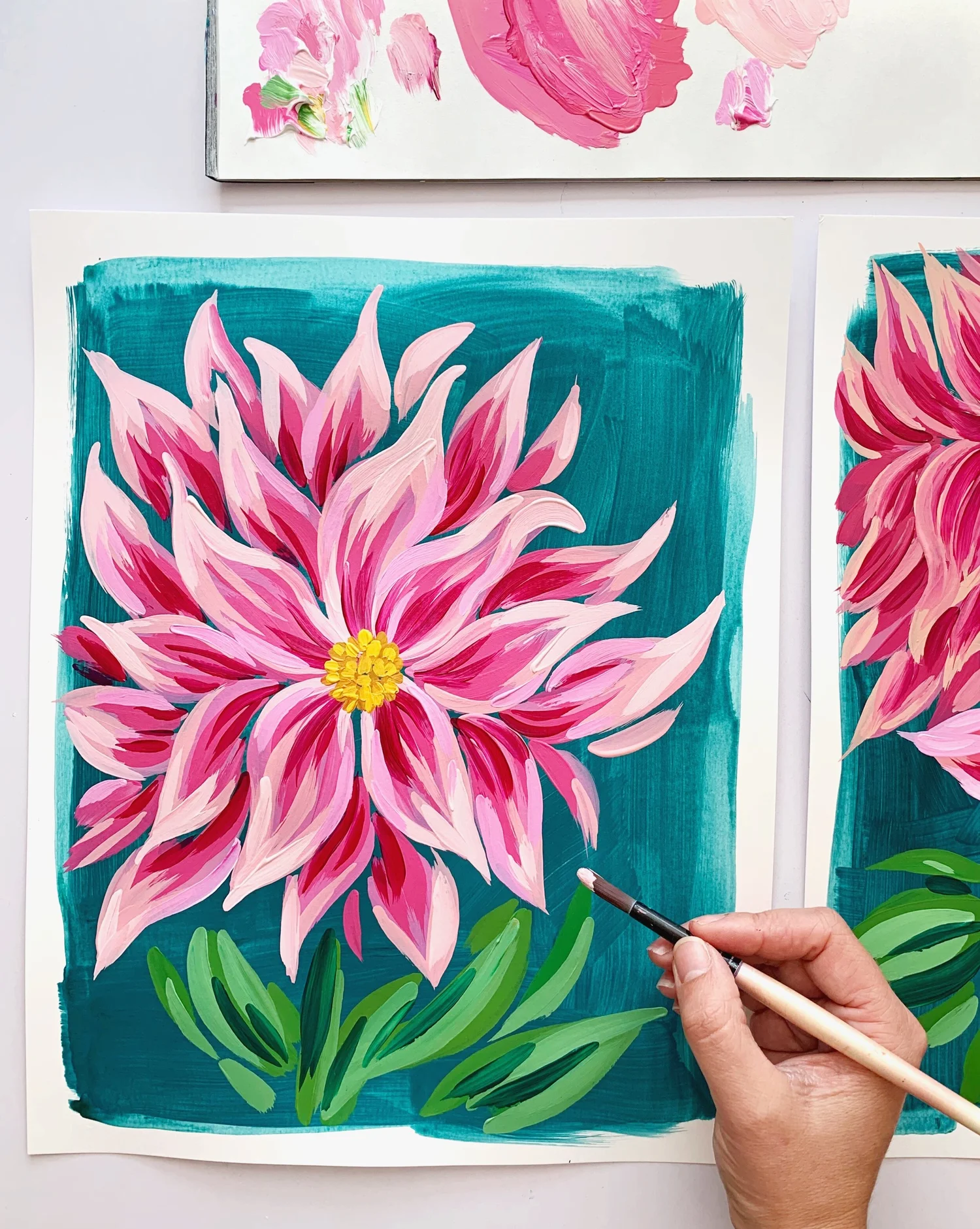 Dahlia Flower Acrylic Painting