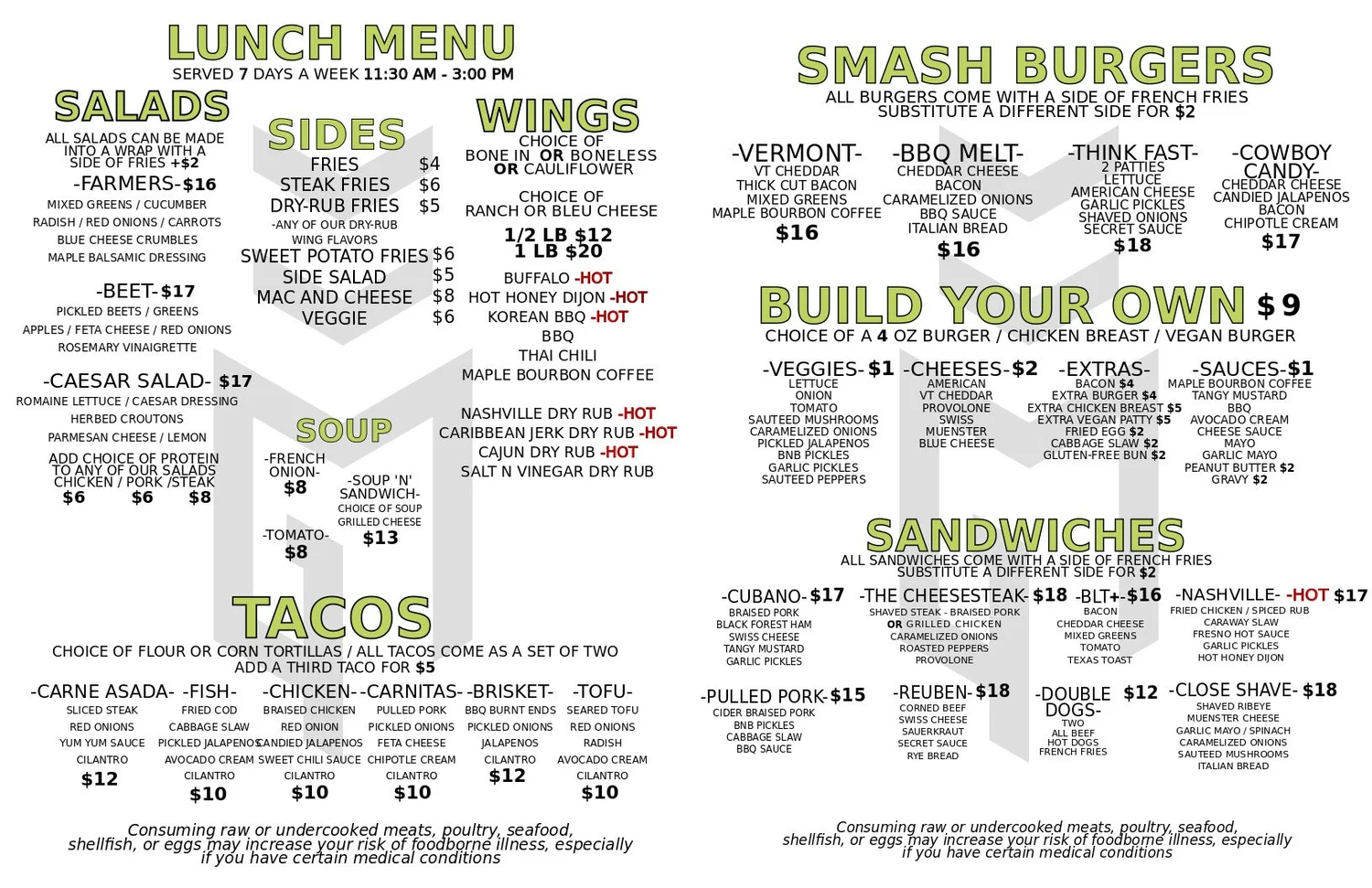 Menu — Good Measure Pub & Brewery