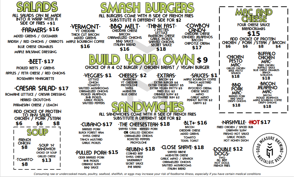 Menu — Good Measure Pub & Brewery