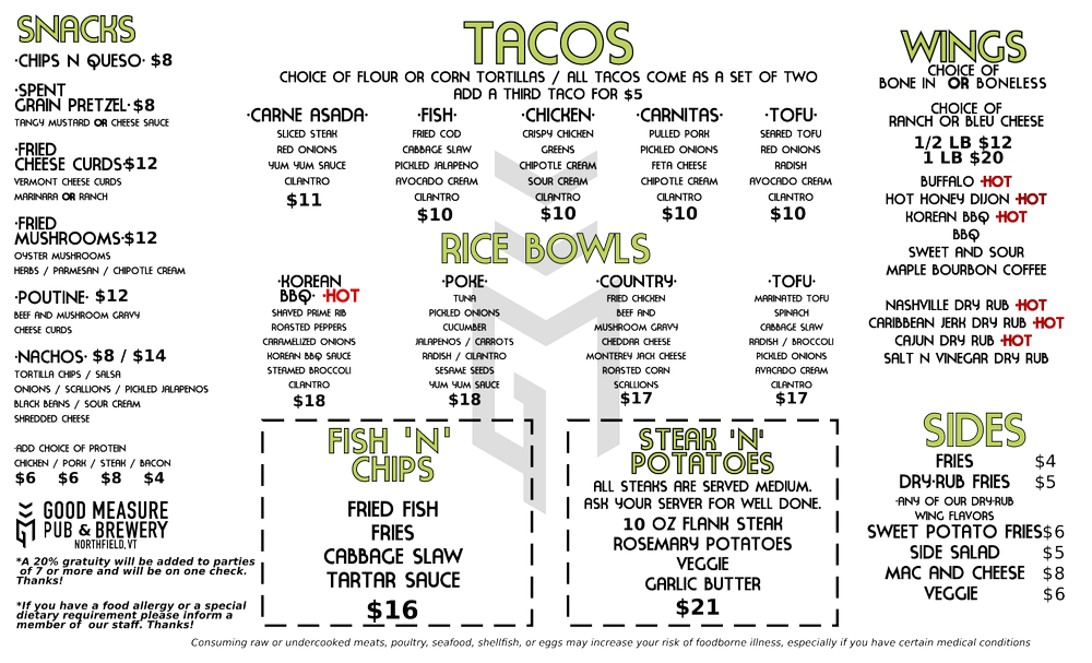 Menu — Good Measure Pub & Brewery