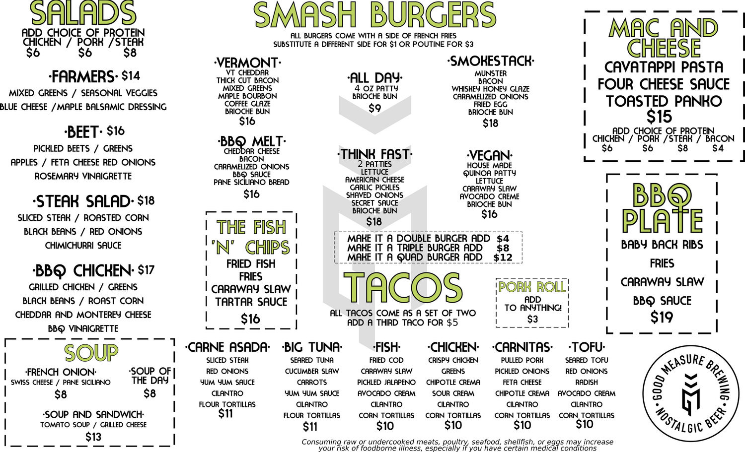 Menu — Good Measure Pub & Brewery