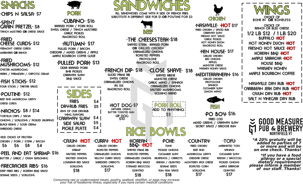 Menu — Good Measure Pub & Brewery